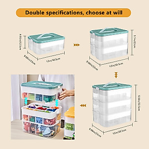 Building Blocks Storage 1 Layer Plastic Toy Storage Organizer for Lego Box Clear Toy Storage Bins with Baseplate Lid and Removable Tray for Bead Tool Sewing