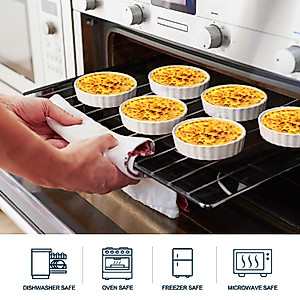 Ramekins 8 oz-Delling Creme Brulee Ramekins, Round Fluted Quiche Dishes Tart Pan, Oven Safe Ramekins for Baking, Souffle, Ramekins Set of 6, White