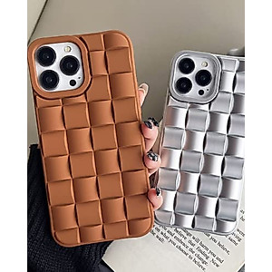 Ginkgonut Compatible with iPhone 13 Pro Case for Women/Girls, Cute 3D Laid Desgin Soft Silicone Shockproof Raised Bumper Corners Case for iPhone 13 Pro（Brown）