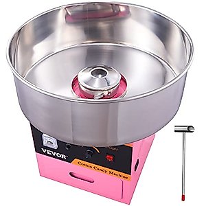 VEVOR Electric Cotton Candy Machine, 1000W Commercial Floss Maker with Stainless Steel Bowl, Sugar Scoop and Drawer, Perfect for Home, Kids Birthday, Family Party, Without Cover, Pink