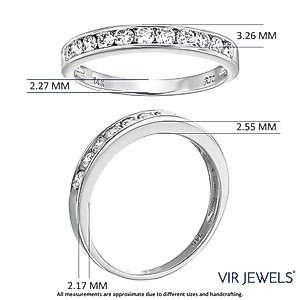 Vir Jewels 1/2 carat (ctw) Diamond Wedding Anniversary Band for Women, Half Eternity Round Diamond Engagement Ring 14K White Gold Channel Set 0.50 cttw, Size 4.5