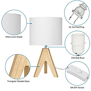 DEWENWILS Small Table Lamp & 8 Pack Warm LED Light Bulb