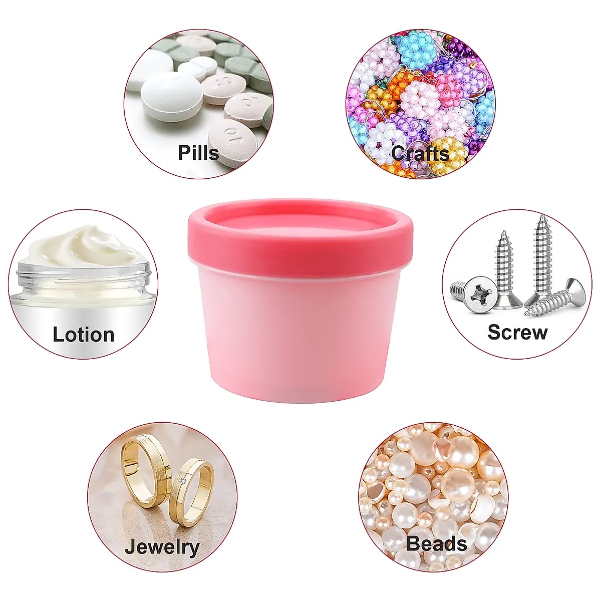 Cosywell Plastic Cream Jars 3.4oz/100ml Empty Cosmetic Pot Jars 4 Pieces Refillable Travel Containers for Toiletries TSA Approved Leak-proof Travel Size Accessories with Lids（Pink）