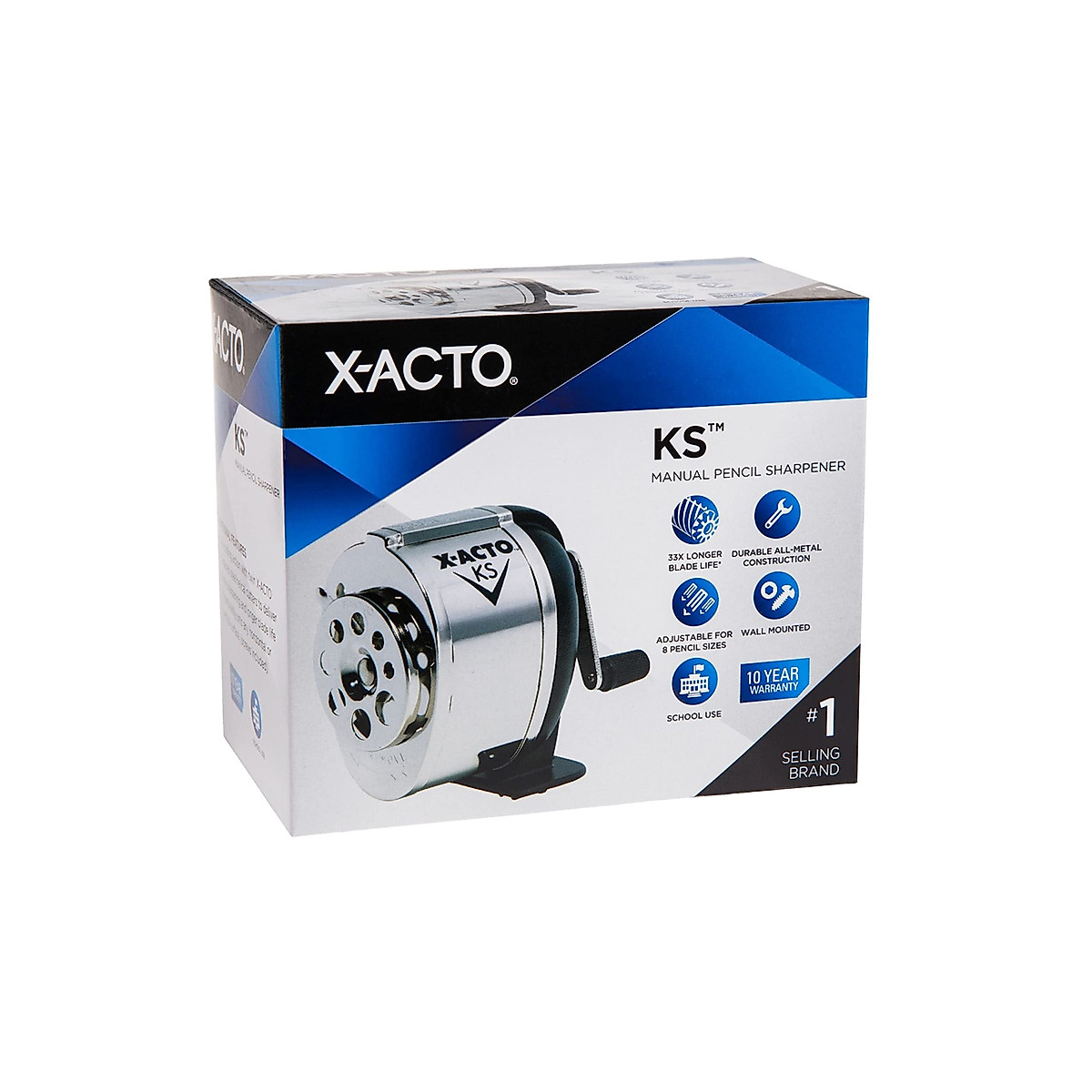 X-ACTO Ranger 1031 Wall Mount Manual Pencil Sharpener,Silver/Black, 1 Count (Pack of 1)
