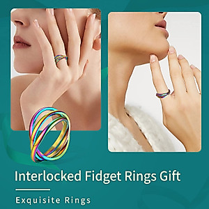 Spinner Ring Women Dainty Rings Size 9 Stackable Rings for Women Puzzle Ring Stress Rings for Anxiety Women