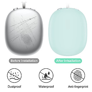 OETKER Compatible Airpods Max Case Cover, Soft Silicone 3 in 1 Anti-Scratch Ear Pad Case Cover/Ear Cups Cover/Headband Cover Accessories Skin for Airpods Max, Green Glow in The Dark