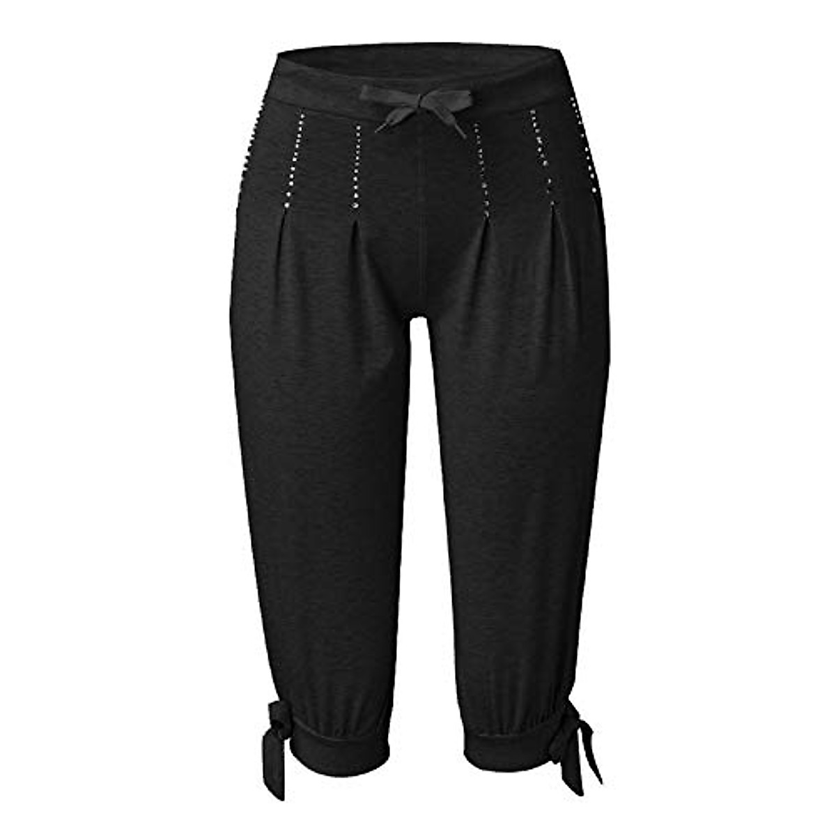 SNOWSONG Women's Drawstring Capri Pajama Pants Cropped Lounge Pants with Pockets Harem Pants