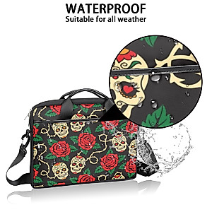 Hallween Skull Laptop Computer Bag Waterproof Shoulder Messenger Bag 13-15 inch Durable Laptop Tote Bag with Shoulder Strap Handle Lightweight Crossbody Briefcase