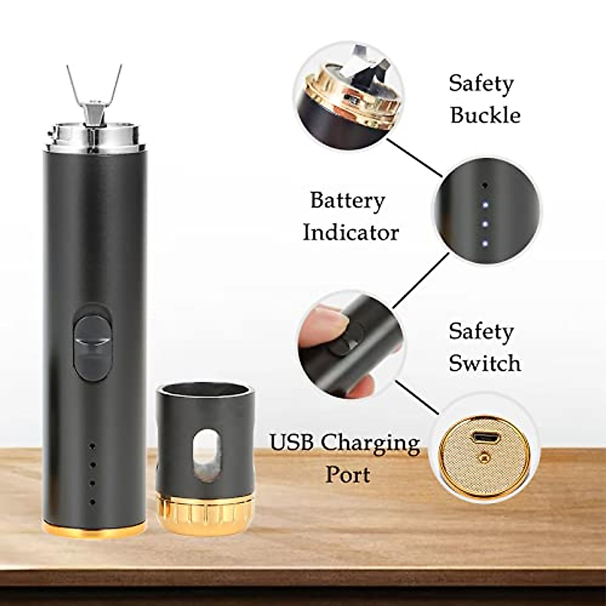 Electric Portable Herb Grinder, USB Rechargeable Spice Multipurpose Crusher for Fluffy Product and The kitchen Grinding (black)