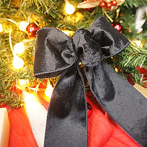 Black Velvet Ribbon 2.5 Inch x 10 Yards for Christmas Tree Topper Home Decoration Wreath Gift Wrapping DIY Craft