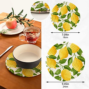 ALAZA Tree Lemon Fruit Yellow Pot Holders Trivets Set 2 Pcs Trivets Cotton Potholders Coasters Hot Pads Hot Mats for Cooking Kitchen