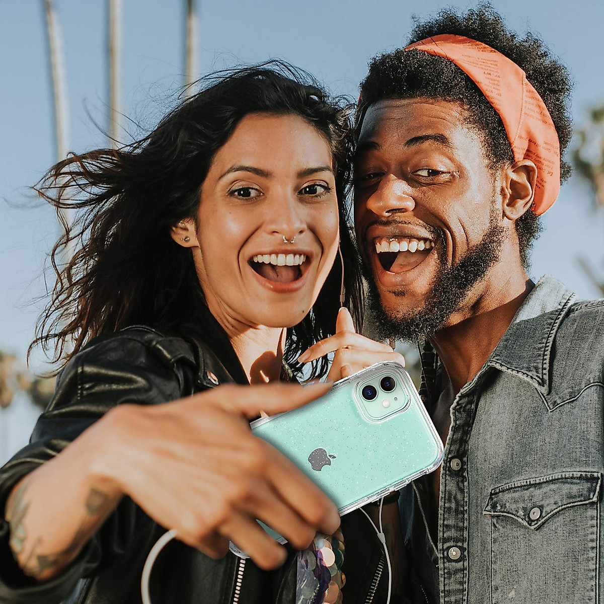 Coolwee Crystal Glitter Full Protective Case for iPhone 11 Heavy Duty Hybrid 3 in 1 Rugged Shockproof Women Girls Transparent for Apple iPhone 11 6.1 inch Shiny Clear Bling Sparkle