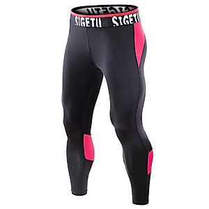 Mens Summer Fitness Patchwork Bodybuilding Skin Tight-drying Long Sports Pants 1208