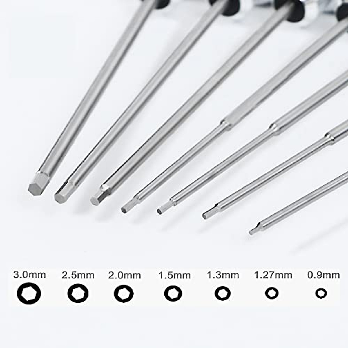 VOKOLA Drone Tool Kit -7Pcs RC Hex Driver Set – Steel 0.9mm Allen Wrench 1.27mm 1.3mm 1.5mm 2.0mm 2.5mm 3.0mm Aluminum Handle Steel Hexagon Screwdriver for traxxas RC Car Truck FPV Helicopter