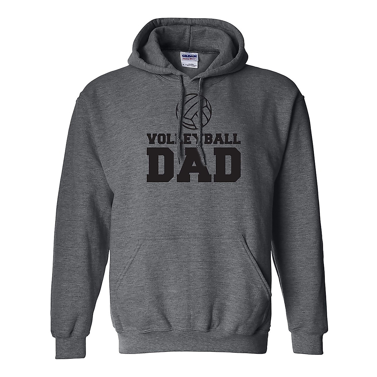 zerogravitee Volleyball Dad Adult Hooded Sweatshirt in Dark Heather with black text - XX-Large