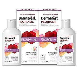 Dermarest Psoriasis Medicated Shampoo and Conditioner, Unscented, Dermatologist Tested, 8 ounces, (Pack of 2)