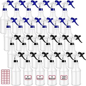 16 oz Plastic Spray Bottle for Cleaning Solutions, Spray Bottles Bulk Empty and Reusable Leak Proof Spraying Bottles for Cleaning, Water, Auto Details, Commercial, Bathroom, Kitchen(Black, White)