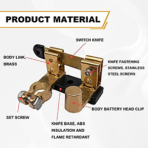 Top Post Knife Blade Master Switch, Solid Brass Knife Blade Master Switch 12V/25V Knife Power Shut Off Isolator for Auto Car RV-Marine Boat Truck Vehicle, Battery Cut Off Shut Off Switch, Negative