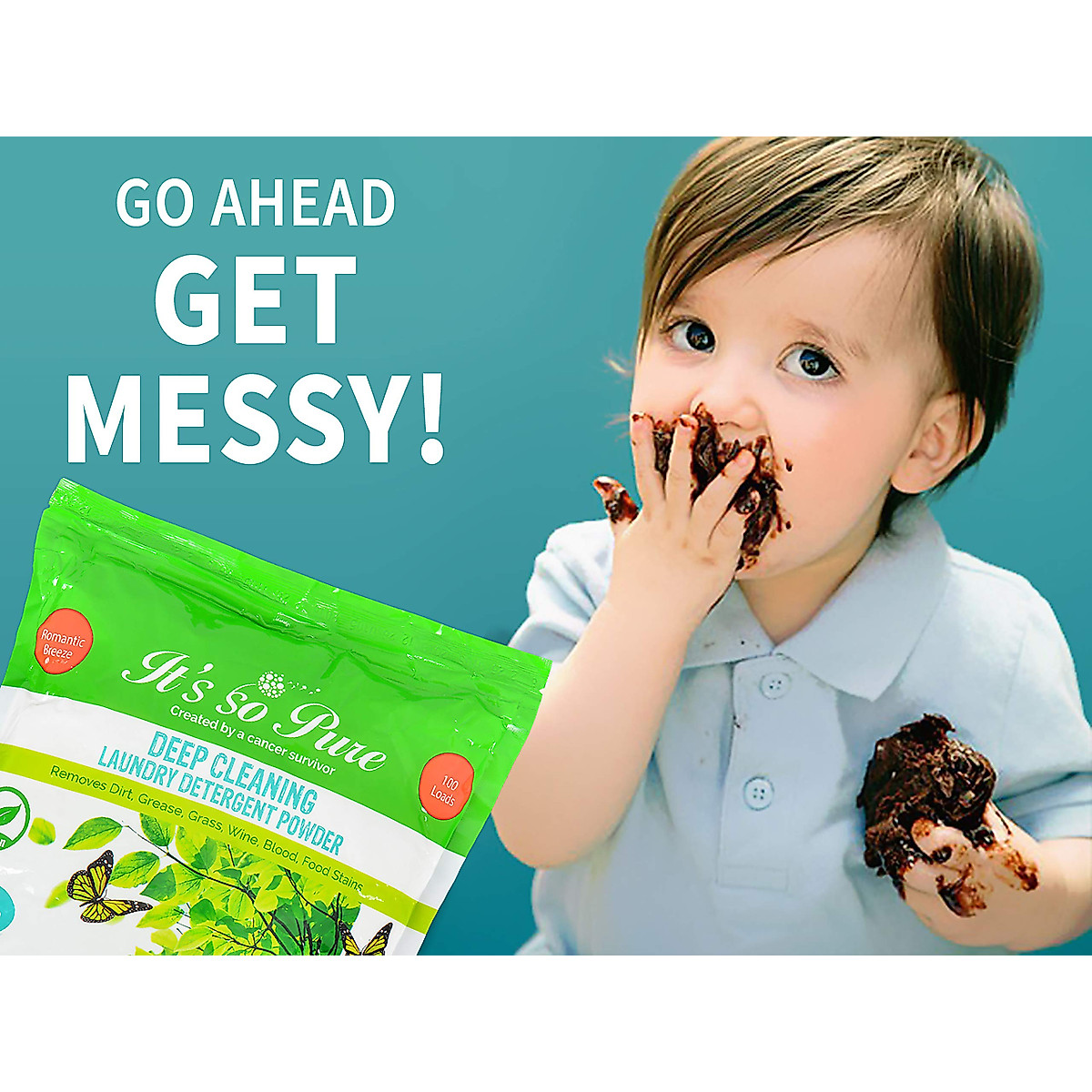 It’s So Pure Eco Friendly Washing Detergent – Skin Friendly Scented Laundry Soda to Remove Stubborn Stains – Best Fragrance HE Washing Powder (Romantic Breeze, 100 Loads)