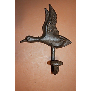 Southern Metal Duck Hunter Rustic Home Decor, Cast Iron Duck Retriever Dog, Bundle of 5 Coat Hat Wall Hooks
