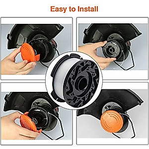 AF100 Replacement Spool, AF-100 Spool Compatible with Black and Decker AF-100-3ZP AF-100-BKP Weed Eater String, 30ft 0.065" fits GH900 GH600 GH610 String Trimmer Spool (16 Spool + 4 Cap+4 Spring)