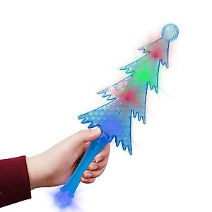 ArtCreativity Light Up Christmas Tree Wands, Set of 2, 14.5 Inch Flashing LED Wands for Kids with Batteries Included, Christmas Toys for Kids, Thrilling Light Show, Stocking Stuffer for Boys and Girls