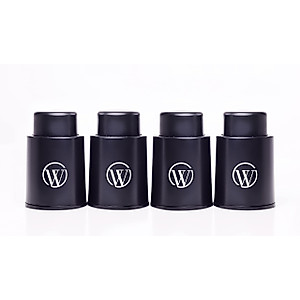 Wine Stoppers for Wine Bottles (4-Pack) - Vacuum Wine Preserver Set - Wine Saver and Sealer for Bottles - Reusable Wine Corks for Glass Bottles - Wine Accessories and Gifts to Keep Wine Fresh