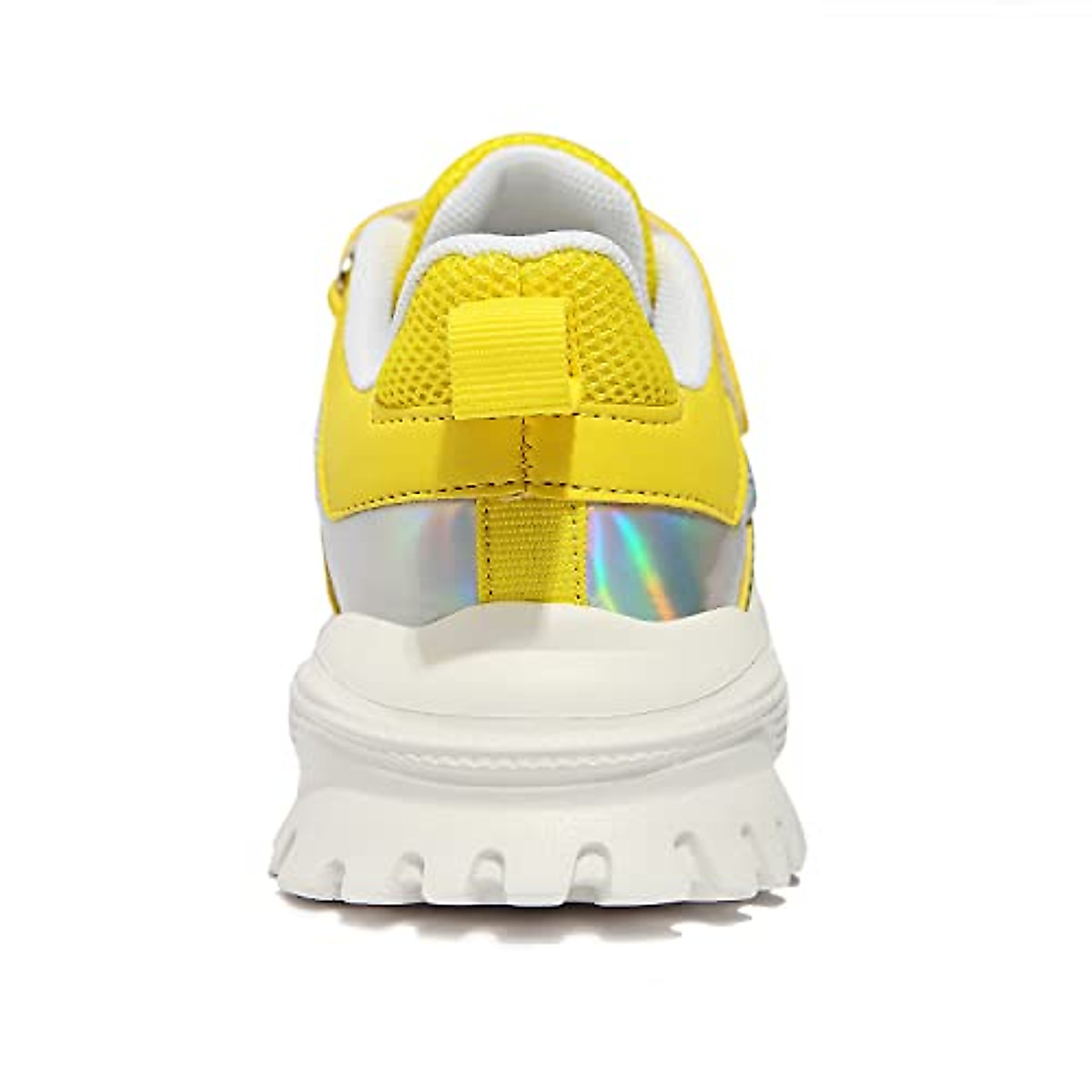 Rollepocc Kids Tennis Shoes Running Sports Shoes Breathable Athletic Shoes Lightweight Walking Shoes Fashion Sneakers for Girls Little Kid 2 Yellow