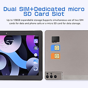 Tablet da 10,1 Pollici, 5G WiFi 4GB 64GB 1920x1200 8MP Tablet da 13MP, Dual Camera Octa Core CPU Tablet Call for Business, Office, Workers, Students (US Plug)