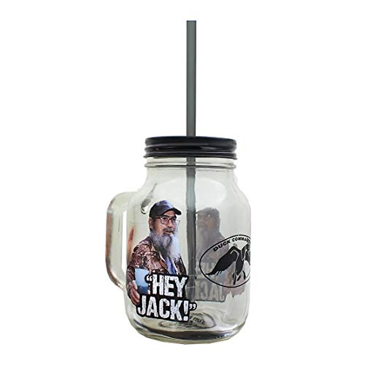 Duck Commander Hey Jack Clear Mason Jar w/Straw & Lid