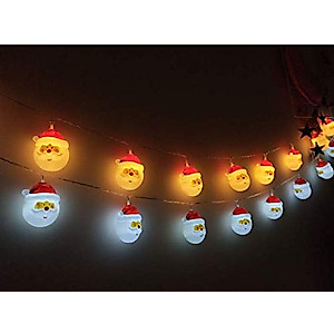 Santa Claus Shape String Lights, Indoor & Outdoor Christmas Tree Patio Gardens Home Party Decoration (1.5M, White)