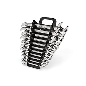 TEKTON Angle Head Open End Wrench Set with Holder, 11-Piece (3/8-1 in.) | WAE91102