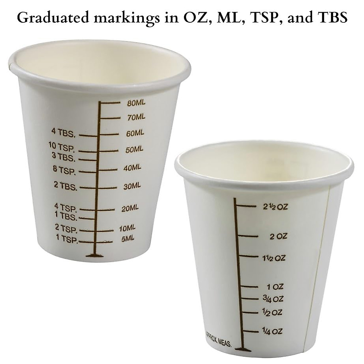 3 oz Graduated Paper Cups [125] Disposable Wax Coated Medicine Cups with Clear Measurements on Each Cup for Measuring Fluid Intake and Urine Output as well as Cooking, Mixing Paint, Stain, Epoxy (125)
