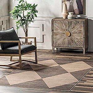 nuLOOM Simple Diamond Easy-Jute Machine Washable Area Rug, 5' x 8', Brown