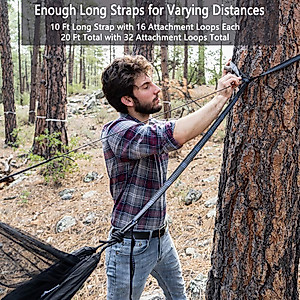 Sunyear Hammock Camping with Net/Netting, Portable Camping Hammock Double Tree Hammock Outdoor Indoor Backpacking Travel & Survival, 2 Tree Straps (16+1 Loops Each, 20Ft Total)
