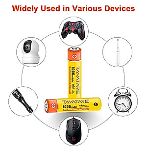 Tanatare Rechargeable AAA Batteries (4 Count) 1000mAh NiMH AAA Recharegeable Batteries, High Capacity, Pre-charege