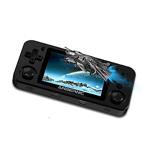 RG351M Handheld Game Console WiFi Function, Open Source System RK3326 Chip 64G TF Card 2500 Classic Games 3.5 Inch IPS Screen 3500mAh Battery (Black)