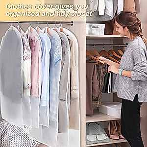 Shappy 20 Pcs Clear Garment Bag for Clothes Hanging Suit Bags Storage Lightweight PEVA Dust Cover Breathable Full Zipper Closet with 4 Drawstring Travel Shoe Organizer