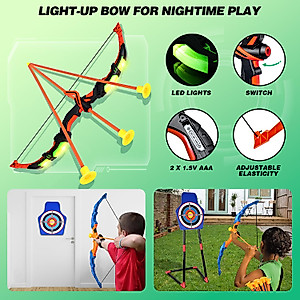 TOY Life 2 Pack Bow and Arrow for Kids 4-6 8-12, LED Kids Archery Set, Kids Bow and Arrow Set, Outdoor Games Outside Toys for Kids, Toys for Boys 5-7, Boys Toys Age 4-6, Birthday Gifts for Boys