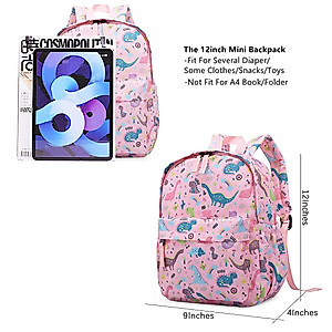 THE Crafts Cute Unicorn Dinosaur Toddler Backpack for Boys Girls,Preschool Kindergarten Nursery Travel School Bag with Chest Buckle (Pink Dinosaur)