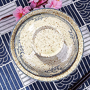 Whitenesser Ramen Bowl with Lid, Japanese Style 25.4 OZ Big Ceramic Bowl with Lid and for Soup Rice Noodle and Porridge, Microwave Oven Safety