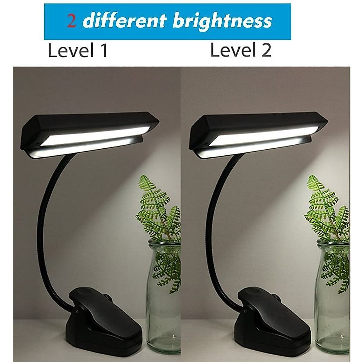 Music Stand Light, 9 LED Professional Musician Clip On Piano Lights, Adjustable Neck Rechargeable USB Orchestra Light Book Lamp, Great for Piano, Voilin, Orchestra, Podium, Desk and Bed Headboard