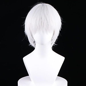 KiyaCos Anime Silver White Cosplay Wig Synthetic Party Hair Anime Comics Coser Costume Wigs
