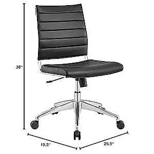 Modway Jive Ribbed Armless Mid Back Swivel Conference Chair In Black