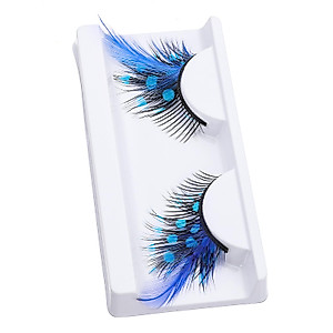 DSLONG Halloween Eyelashes Green Feather Eyelashes Dramatic Extra Long Big Halloween Colored Lashes Cosplay Feather Lashes Show Dance Makeup Tools Reusable (A2)