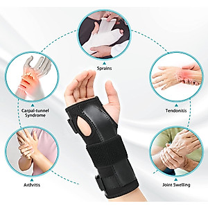 PKSTONE Wrist Splint for Carpal-Tunnel Syndrome, Adjustable Compression Wrist Brace for Right and Left Hand, Pain Relief for Arthritis, Tendonitis, Sprains