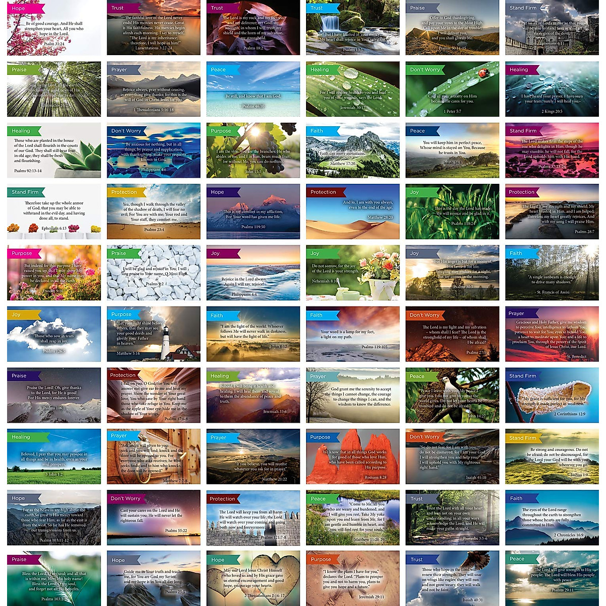 Logos Trading Post Pass Along Scripture Card Variety Pack | All 60 Designs | 1 of each Design | Pack of 60 - Assortment 13