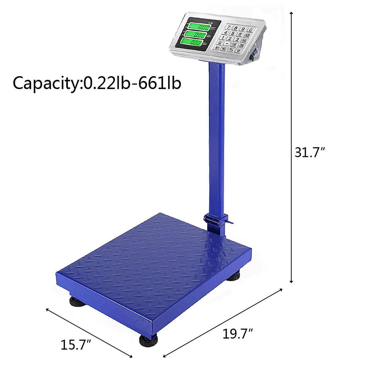 TUFFIOM 661lbs Electronic Digital Platform Scale,Heavy Duty Blue Folding Floor Scales,High-Definition LCD Display,Perfect for Mailing Luggage Shipping Package Price