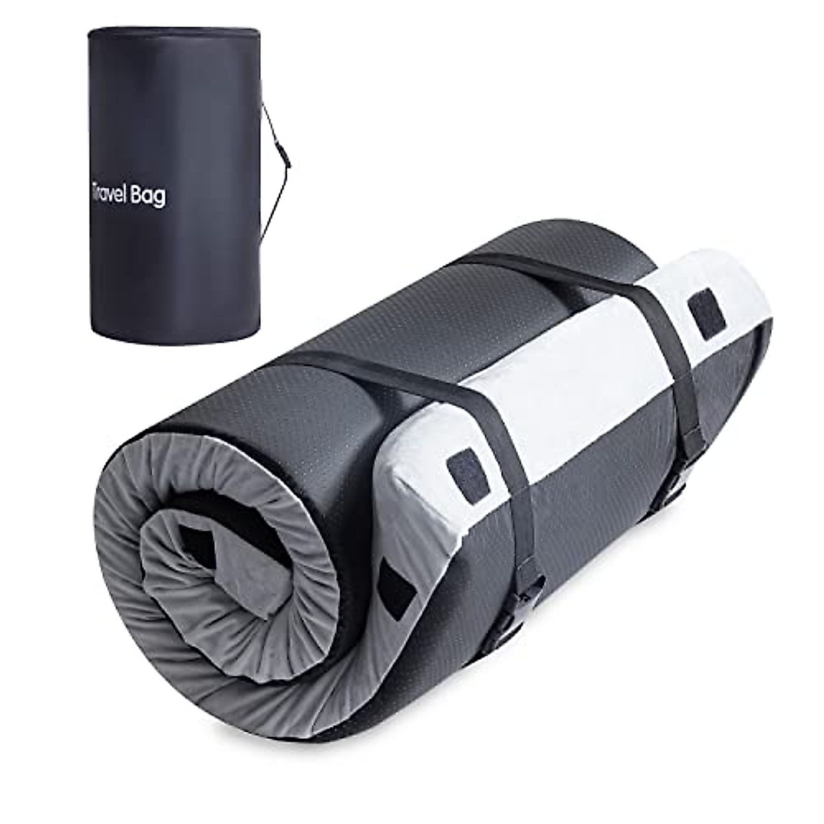 Memory Foam Camping Mattress Portable Travel Sleeping Pad Floor Guest Bed Tent Mattress Removable Waterproof Cover Travel Bag CertiPUR-US (Single (Small))