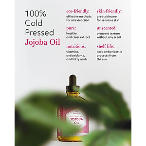 Leven Rose Jojoba Oil Organic, Pure Cold Pressed Natural Unrefined Moisturizer for Skin Hair and Nails 4 oz